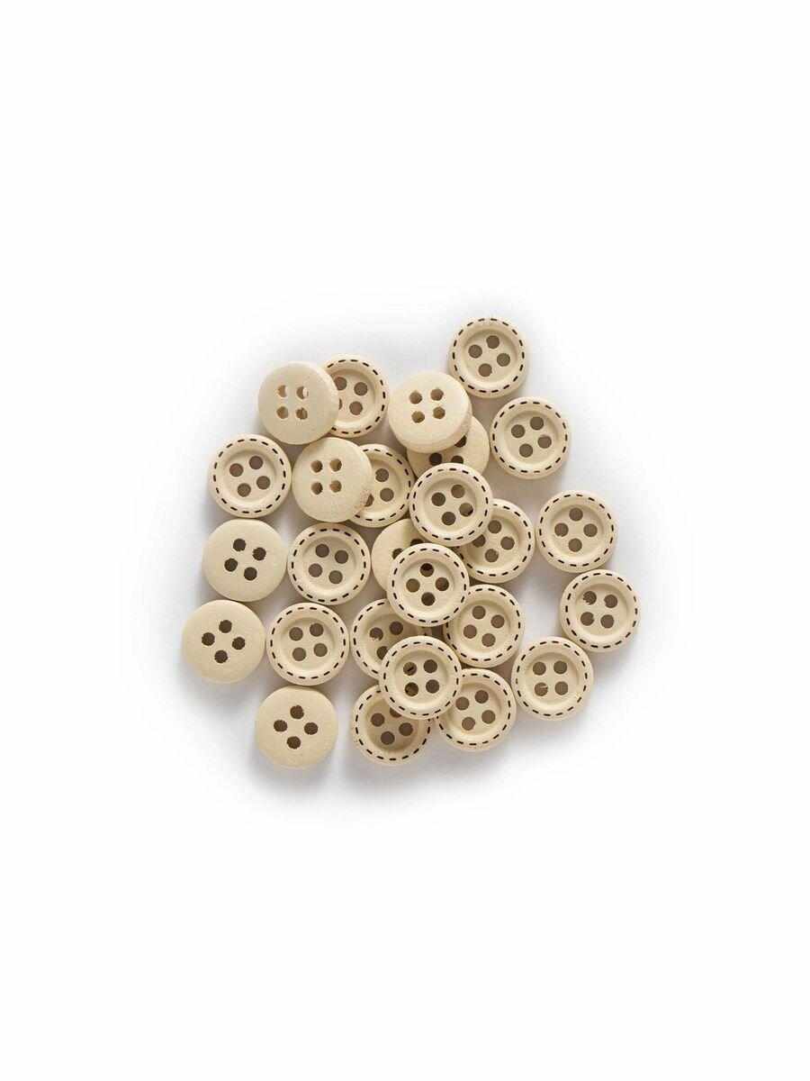 Пуговицы рубашечные деревянные. 4 отверстия, 10 мм. (10 штук).