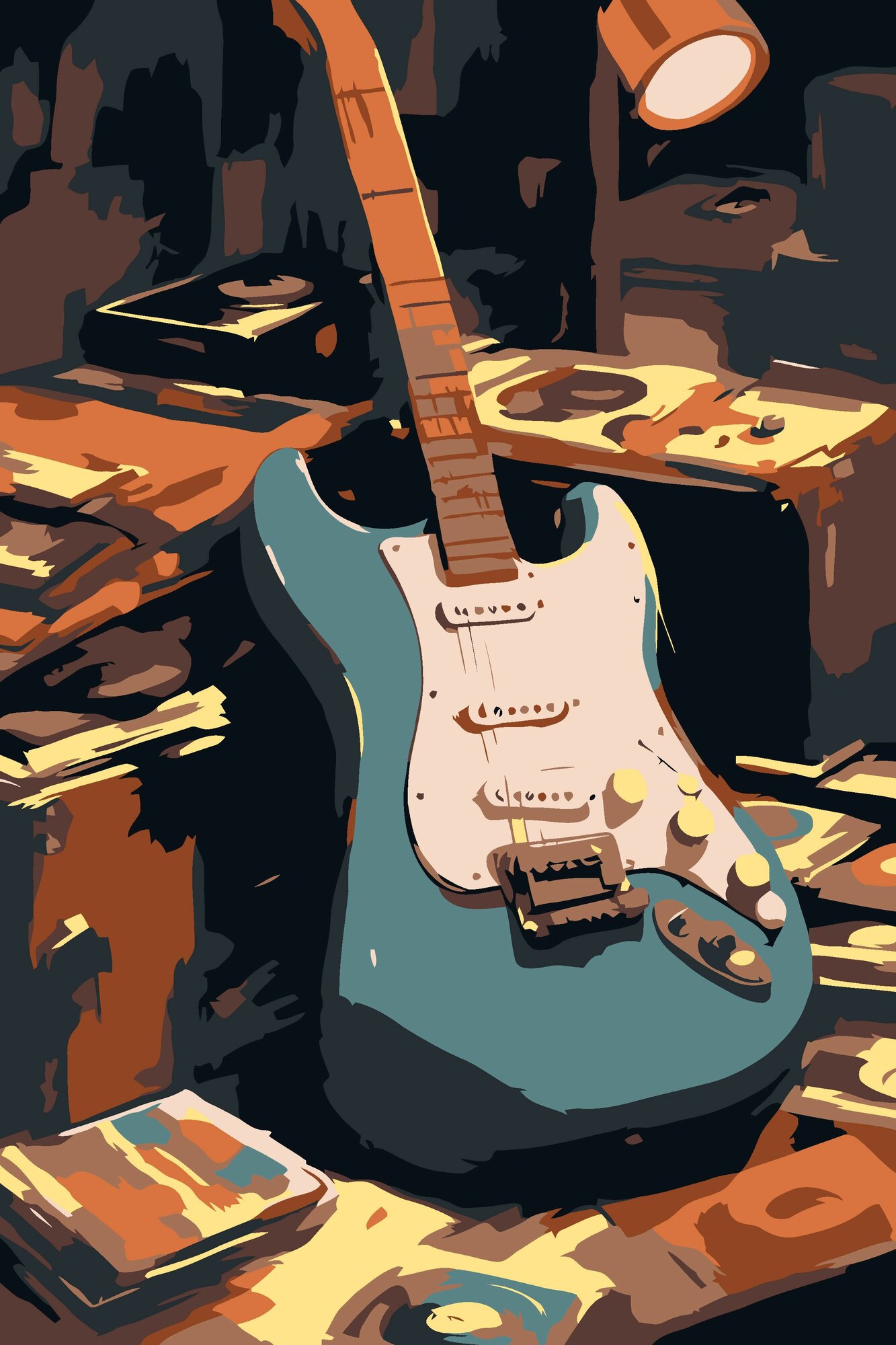 Детская картина по номерам E3462 "Музыкальные инструменты - Гитара" 20x30