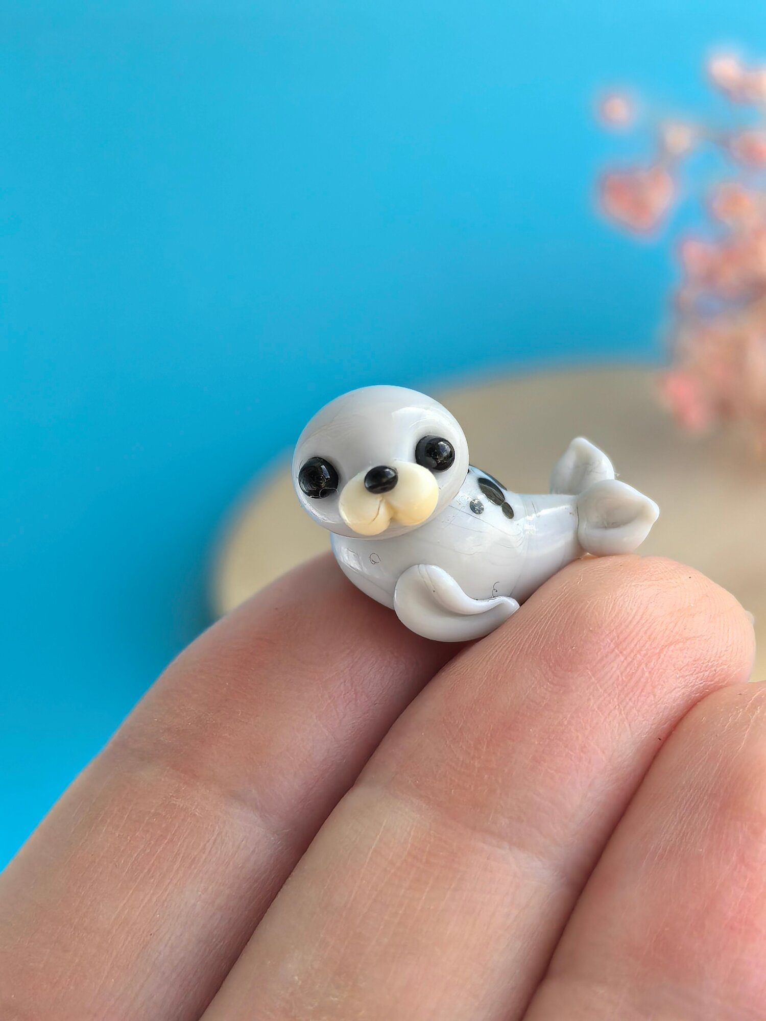 Фигурка стеклянная тюлень статуэтка или сувенир из стекла морской котик или морж