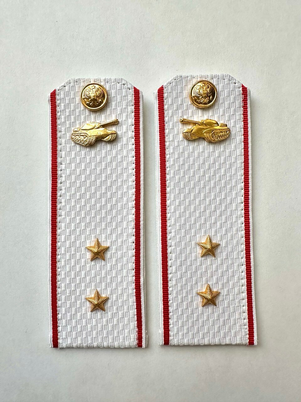 Погоны МО Танковые войска белые звание Прапорщик