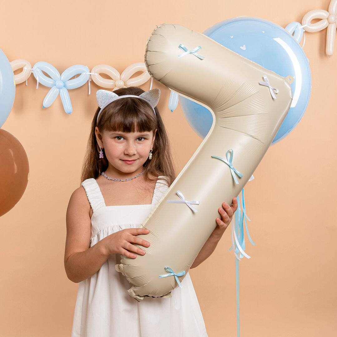 Шар воздушный Falali цифра 7, белый песок, сатин, 32' 81 см