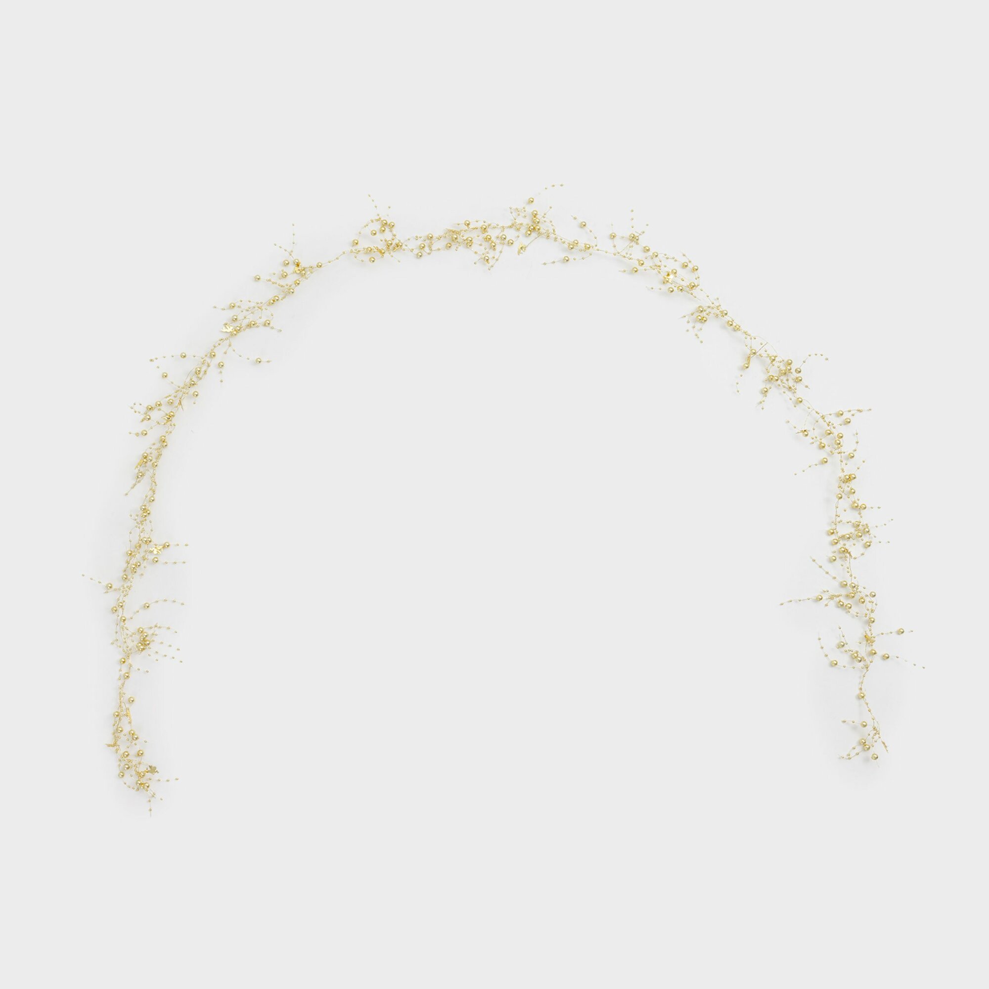 Ветка-гирлянда декоративная, 2 м, пластик/металл, Золотистые ангелочки и бусины, Balls decor