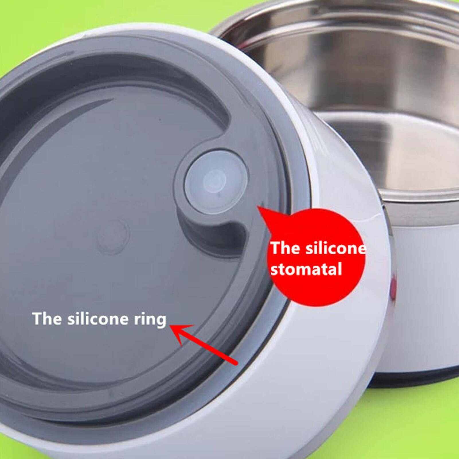 Круглый изолированный ланч-бокс, герметичный портативный большой термоконтейнер для еды для школы, офиса, путешествий, зеленый