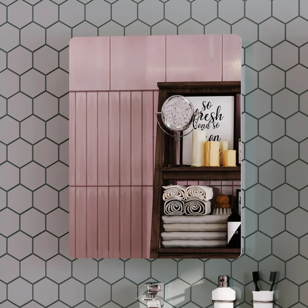 Зеркало-шкаф AQUATON Скай PRO 55 55, 1 см, белое, в современном стиле, зеркало настенное в ванную