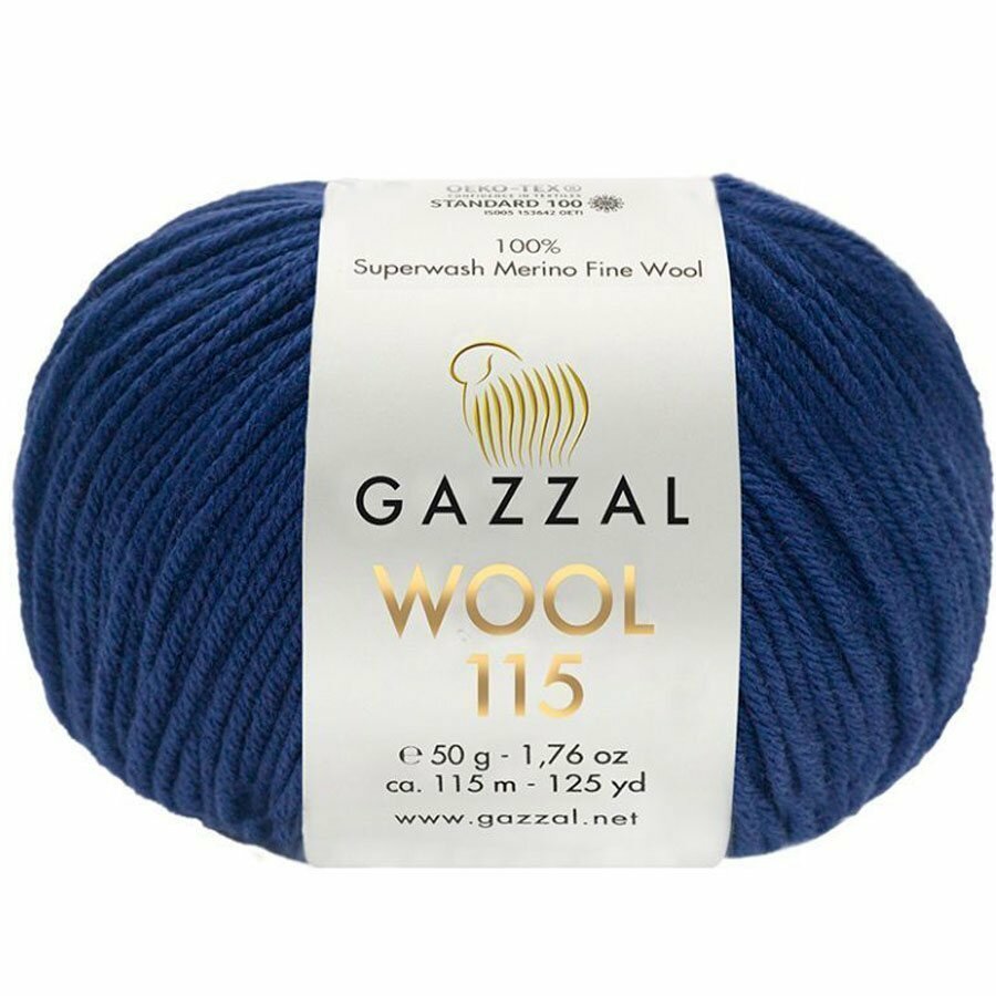 Пряжа Gazzal WOOL 115 3331 т. синий (5 мотков)