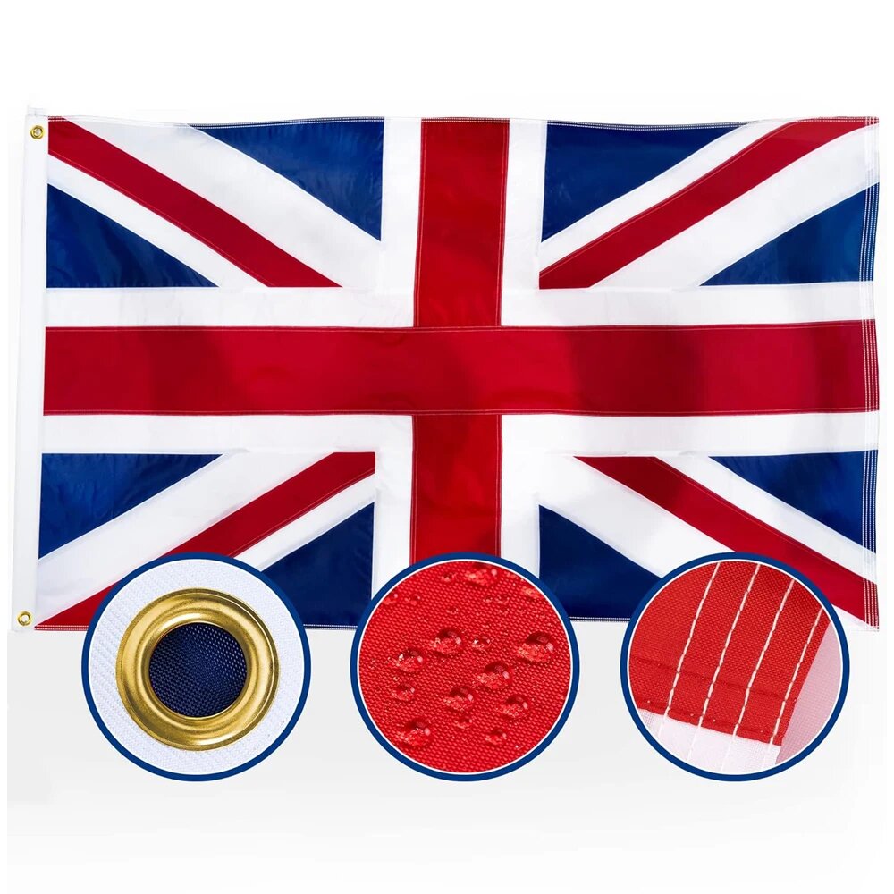 3x5 футов, 90 × 150 см, вышитый флаг Британского Юнион Джека, нейлон премиум-класса, уличные двухсторонние сверхпрочные флаги национальной страны Англии, EMBFLG90A04C, 90x150cm