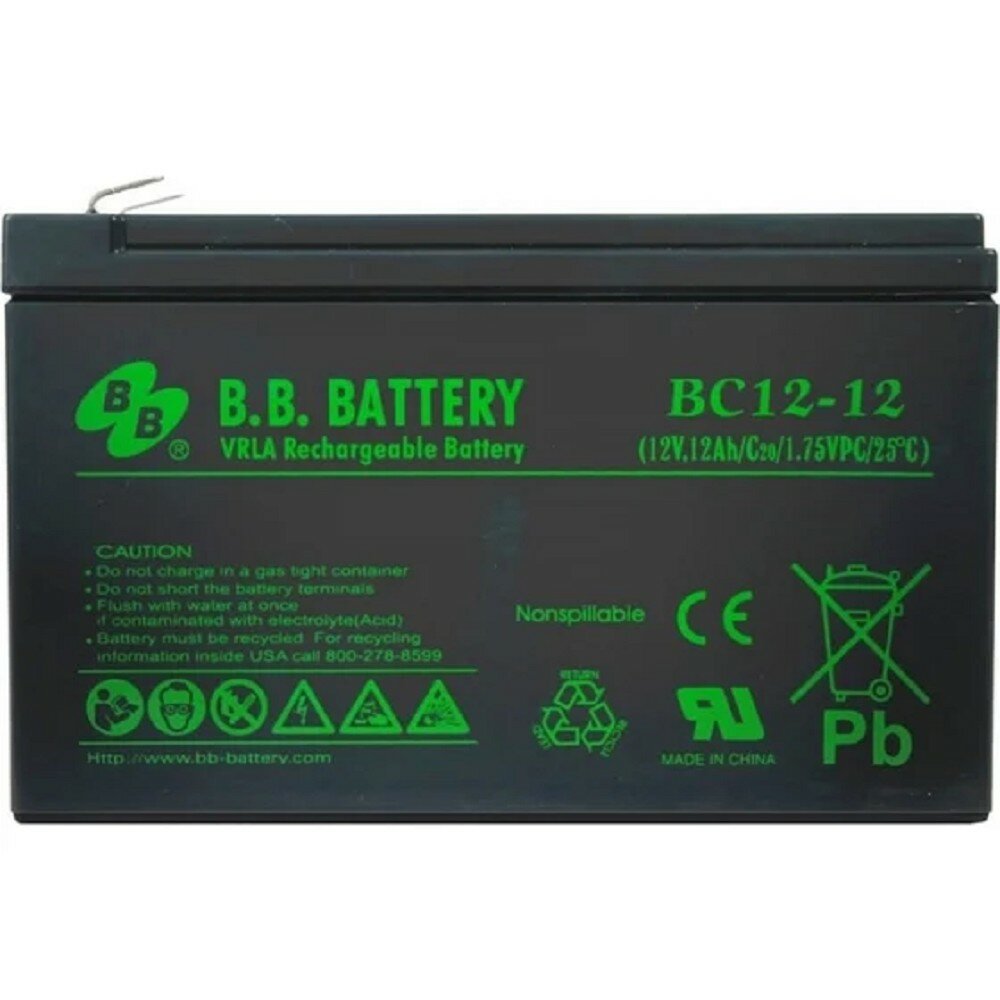 Батарея для ИБП B.B.Battery BC12-12 12B, 12000мАч Свинцово-кислотный