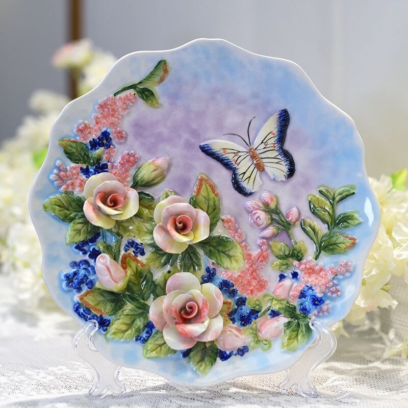 Декоративная доска, 3d розы и бабочки, 1 штука