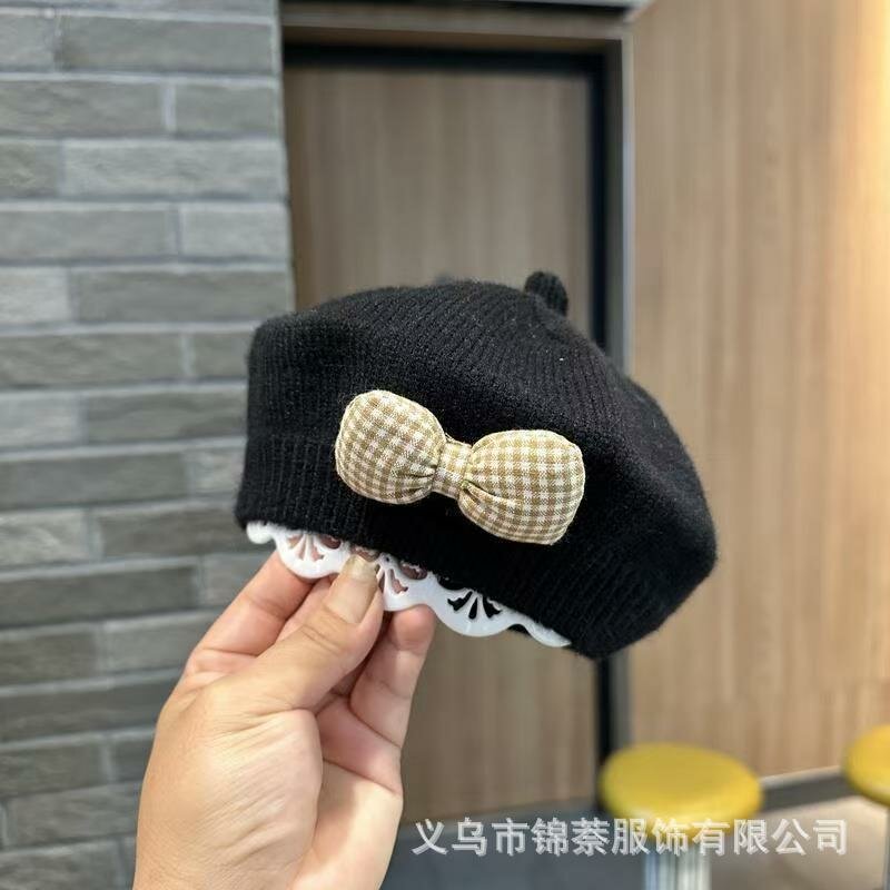 Зимний детский берет, зимняя шапка для девочки, шерстяная шапка с милым бантиком, осенне-зимняя детская шапка 2108-2