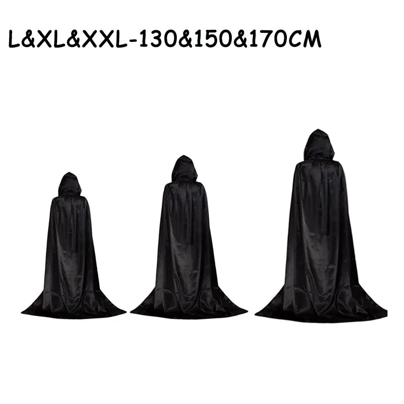 Черный плащ ведьмы унисекс Черный, L-XL-XXL-3PCS