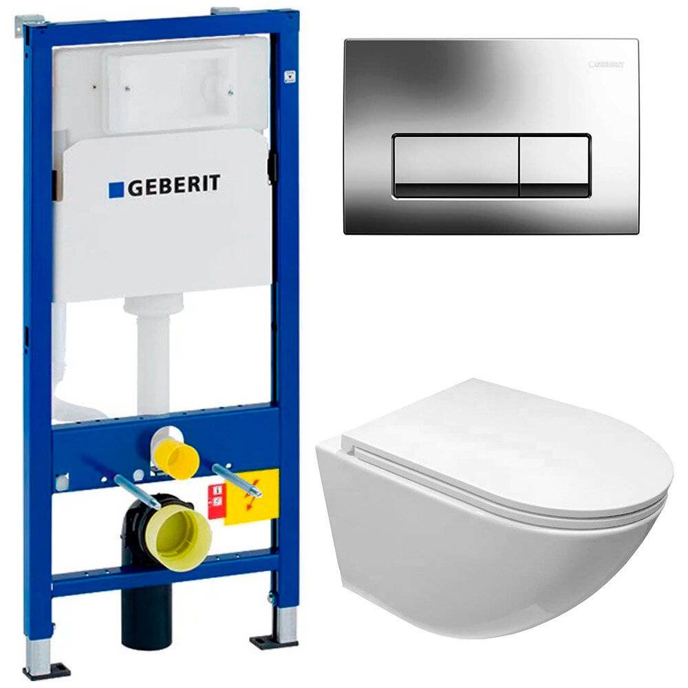 Инсталляция Geberit 458.103.00.1 + унитаз Cerutti B-2376-3 безободковый с сиденьем