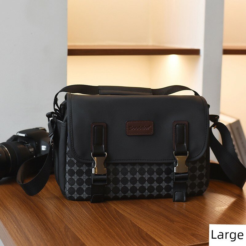 Мини-сумка для зеркальной камеры Canon R50/R10/R8/R7/R50/V200D/ZVE10/Z30/Z50, черная клетчатая большой размер