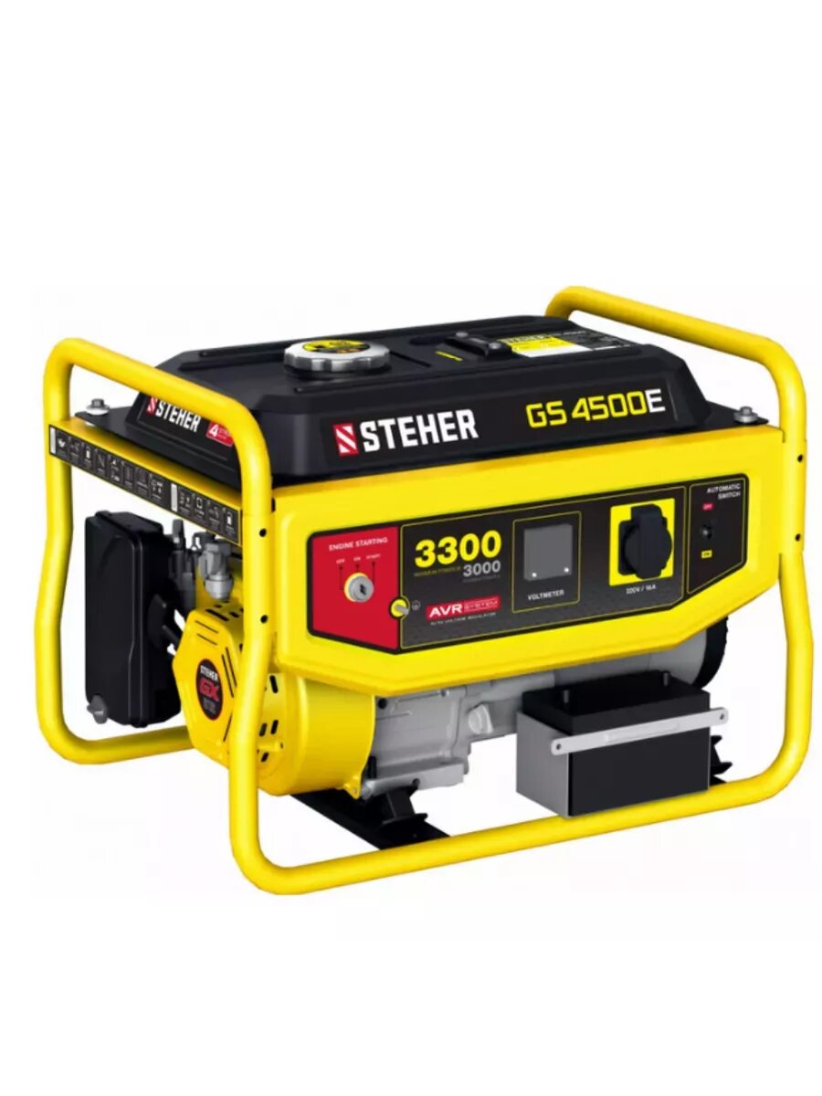 Генератор STEHER GS-4500E, бензиновый, 3300Вт, синхронный, 1 фаза, защита от перегрузок