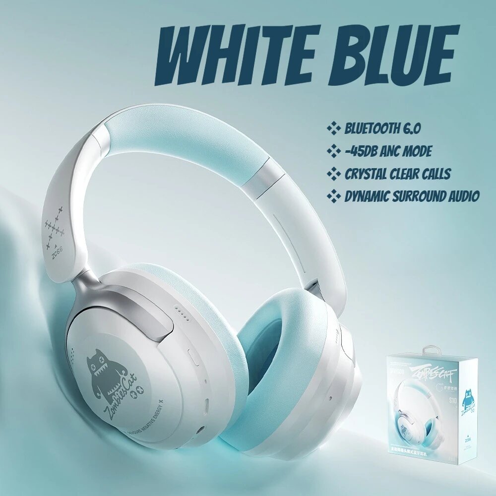 Беспроводные наушники Zombies Cat S10 White Blue ANC