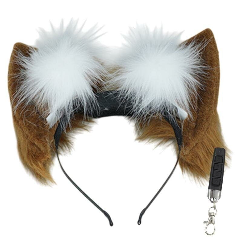 Электрические уши и хвост лисы, лисьи уши верблюжьего цвета белого цвета