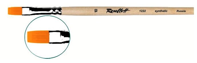 Кисть синтетика плоская 4 на длинной ручке покрытой лаком Серия 1222 ЖС2-04,02Б