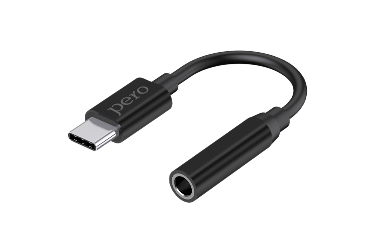 Адаптер PERO AD09 USB-C TO MINI JACK 3.5MM, черный