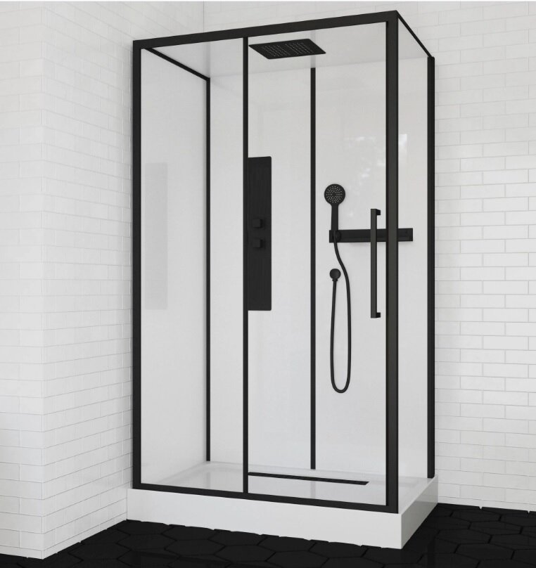 Душевая кабина Ceruttispa 120x80 AMI120 стекло прозрачное, профиль черный