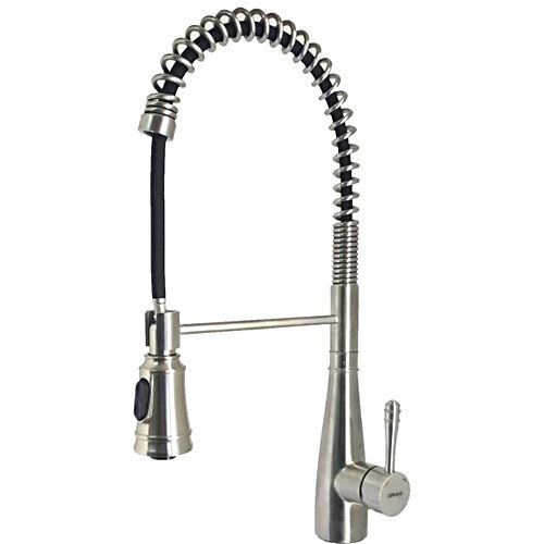 Смеситель для кухни с гибким изливом на пружине с душем Gerhans K14 K14094 суперсталь