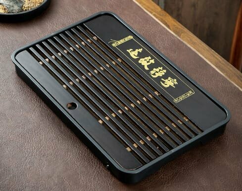 Ча Бань "Тихие Воды Глубоки", для чайной церемонии, бамбуковая доска, 33x23x6 см, черная