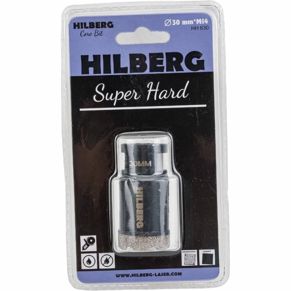 Алмазная коронка по керамике и керамограниту Hilberg Super Hard