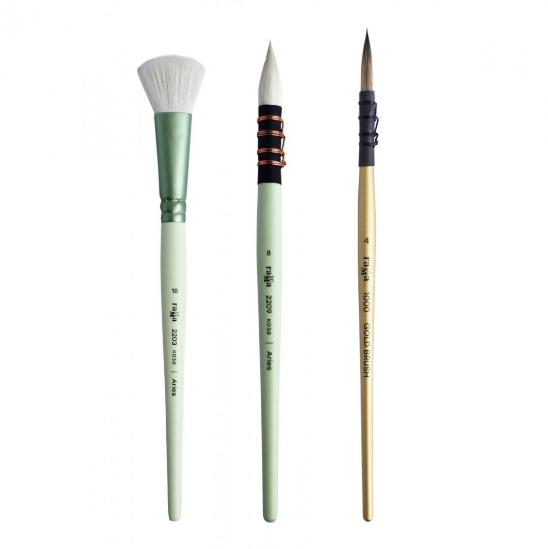 Гамма Комплект кистей для акварели №4, №8, №18, 3шт