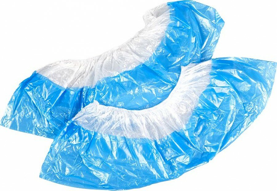 Бахилы двойные бело голубые 100 шт 50 пар