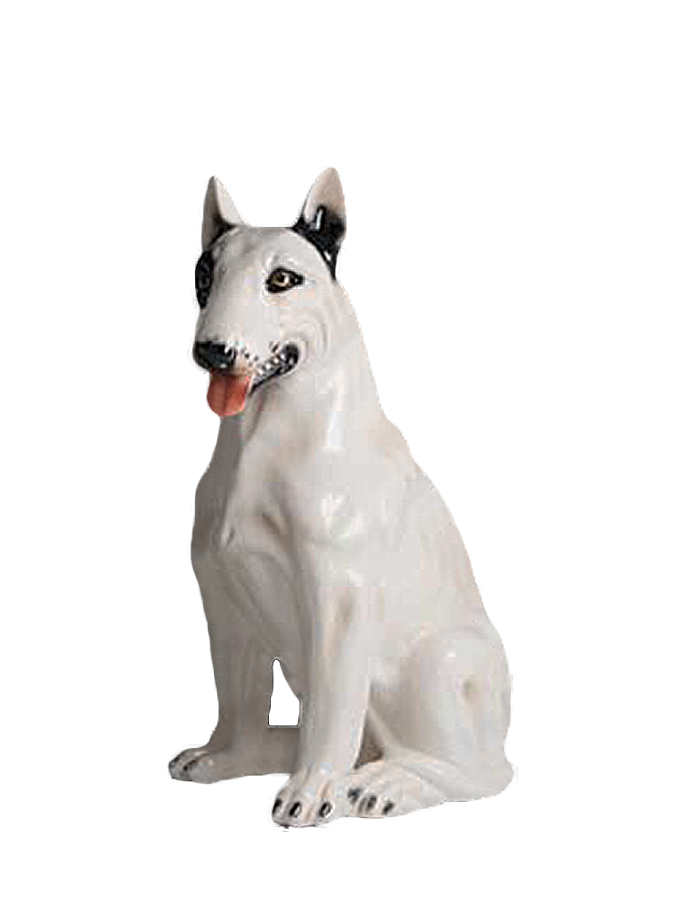 Статуэтка Boxer "Бультерьер", керамика, высота 55 см, белый с чёрными пятнами