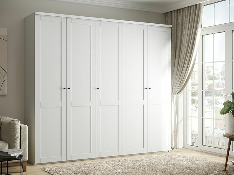 Шкаф распашной для одежды "Софти 12" 200х220х500, белый / белый матовый