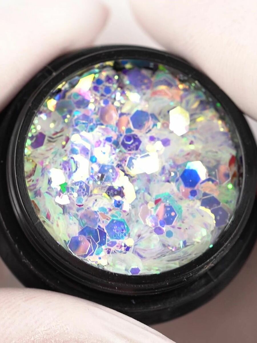 Хлопья для дизайна ногтей Luxury CRYSTAL с эффектом голограммы AB