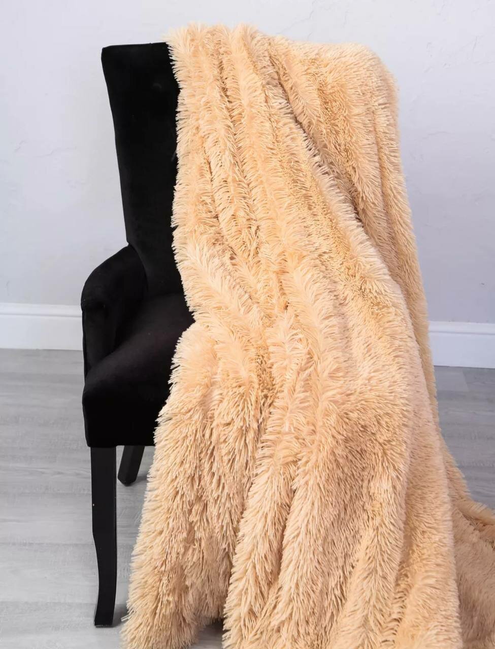Пушистый плед с длинным ворсом на кровать/диван размером 220х240 см