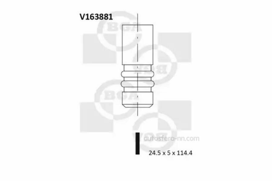 BGA V163881 Клапан двигателя выпускной [24.5x5x114.4] ALFA ROMEO 159, 166, MITO / FIAT 500L, BRAVO, CROMA, DOBLO, STILO / OPEL ASTRA H/J, INSIGNIA A /PEUGEOT EXPERT/ SAAB 9-5 1.6/2.4 04-20