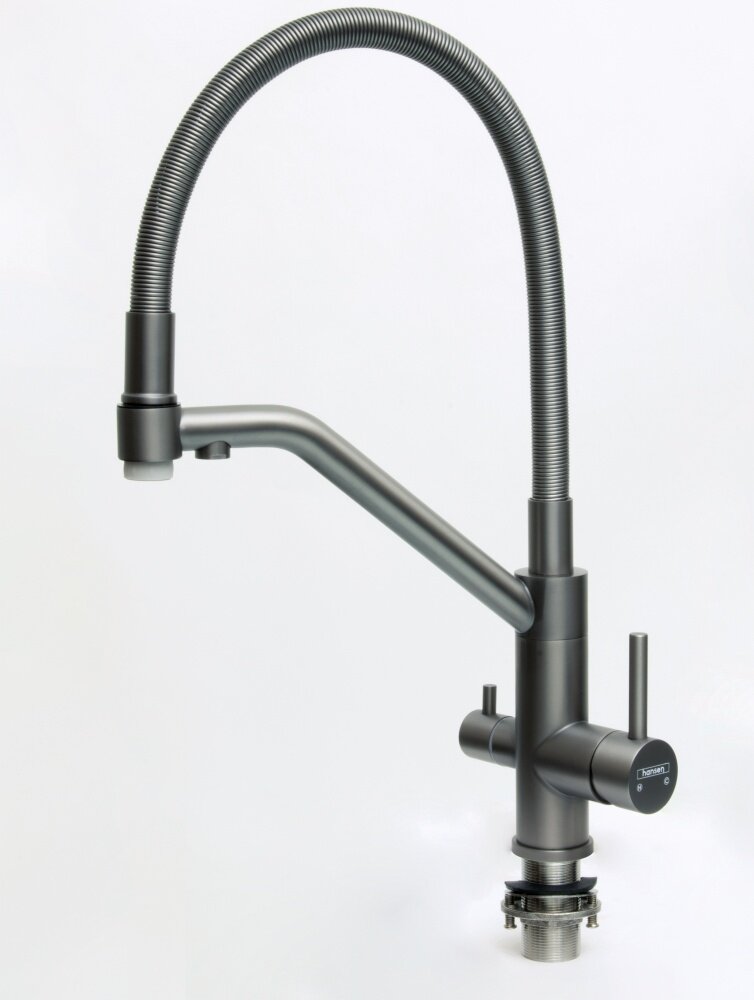 Cмеситель для кухни под фильтр с гибким изливом Hansen HN15056-P графит