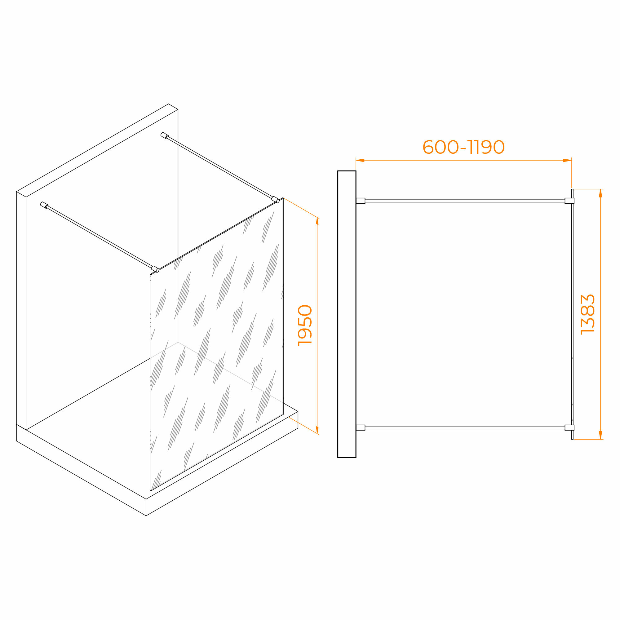 Душевая перегородка 140*195 RGW WA-016-W Белый/Прозрачное/8 мм 35101614-15