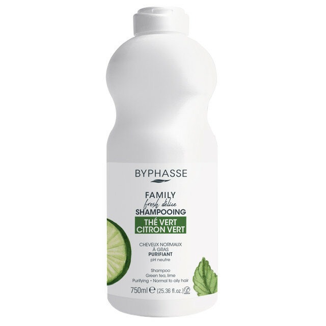 BYPHASSE Зеленый чай и лайм шампунь для нормальных и жирных волос объем 750мл