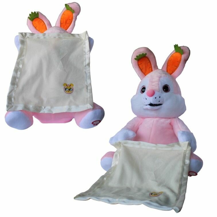 Мягкая игрушка интерактивная Кролик говорящий ; зайчик для ребенка розовый