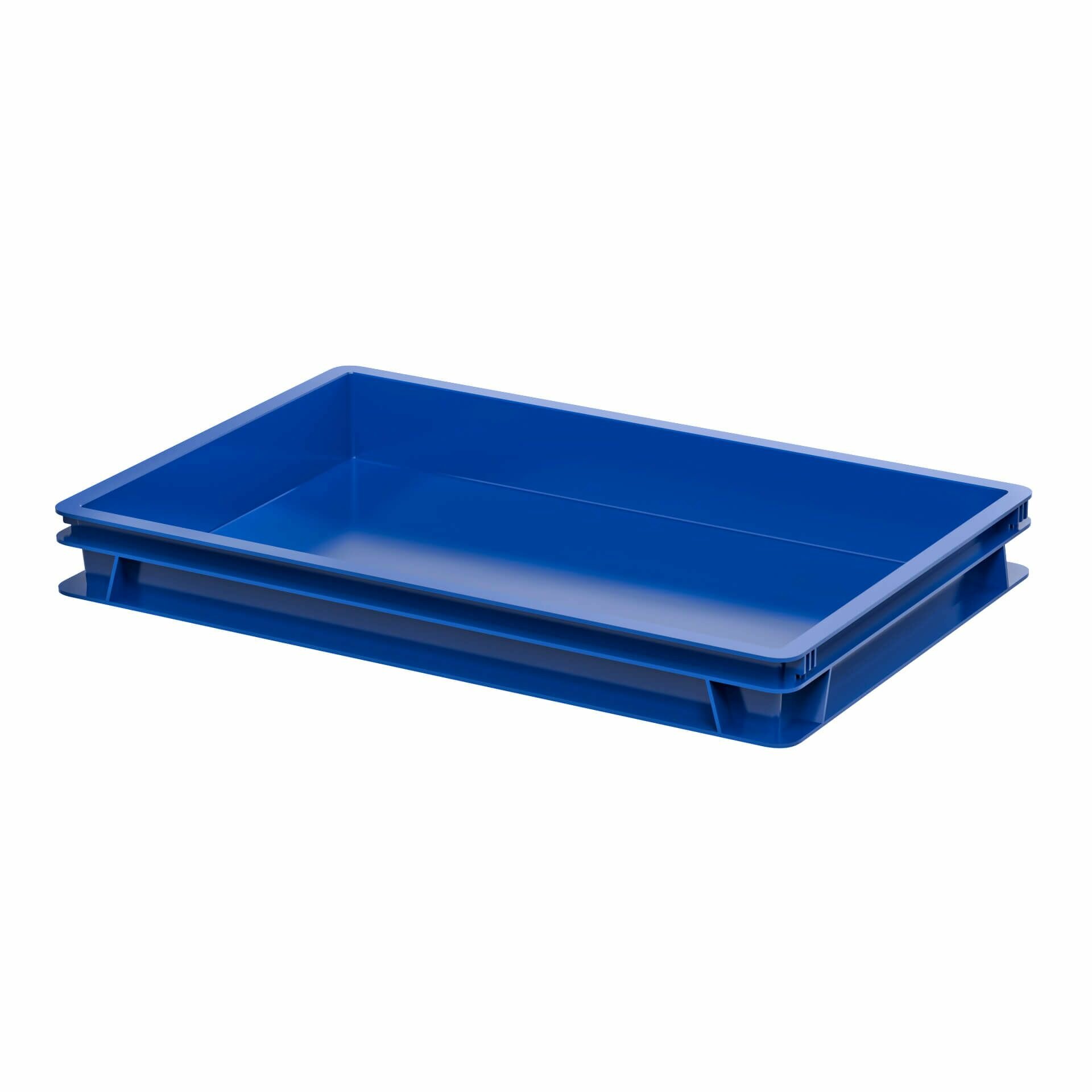 Ящик для полуфабрикатов, ягод, овощей и фруктов сплошной, синий, 600х400х75 мм
