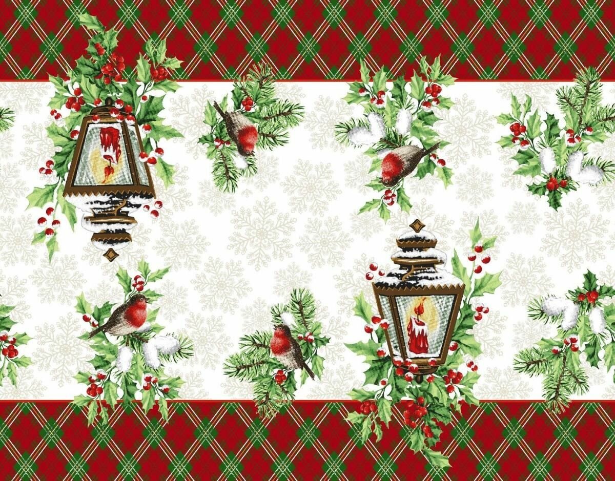 Ткань для шитья Дорожка кухонная новогодняя на отрез, скатерть на стол, ширина 50 см, отрез 1 метр