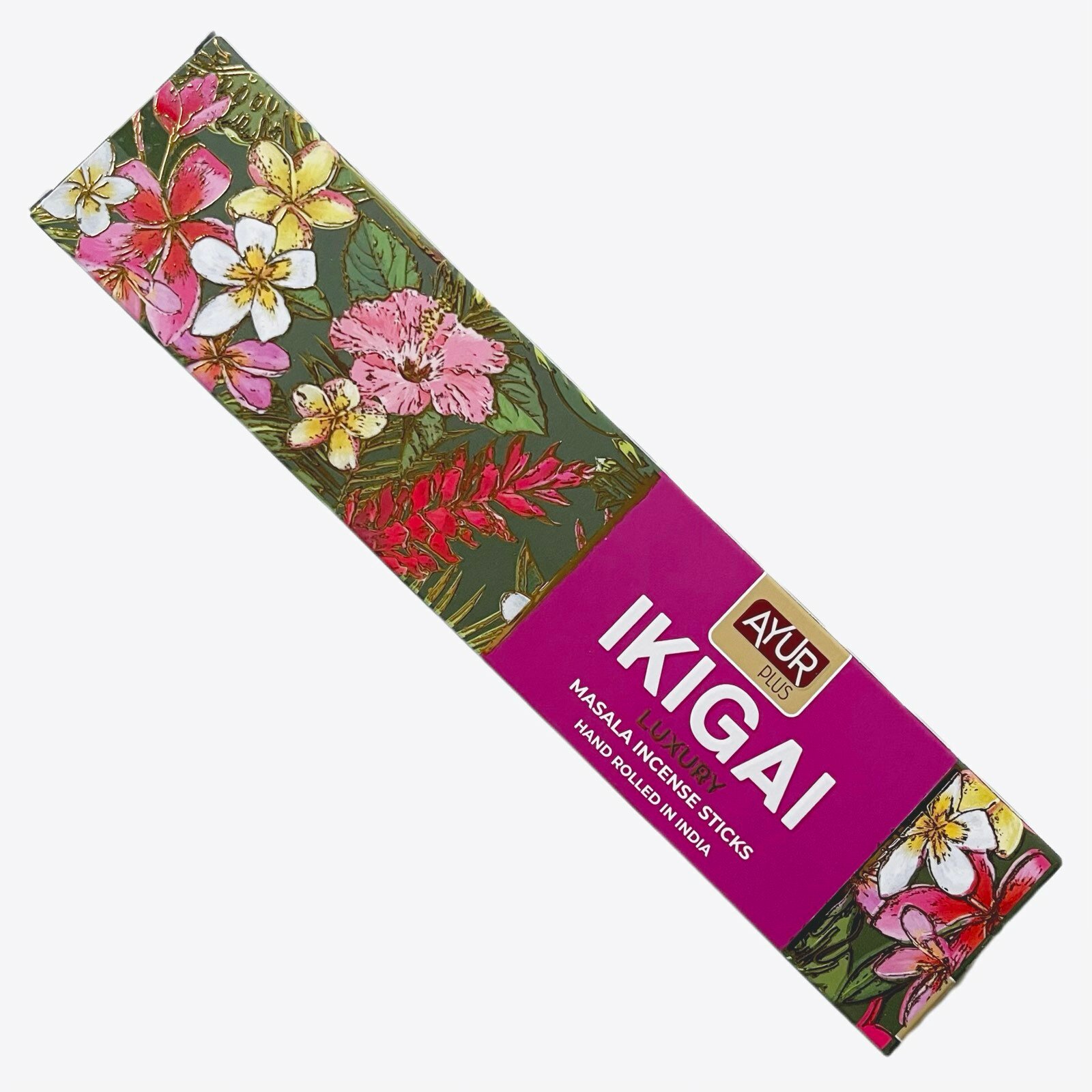 Luxury IKIGAI Masala Incense Sticks, Ayur Plus (икигай, ароматические масала палочки ручной работы, Аюр Плюс), 18 г.