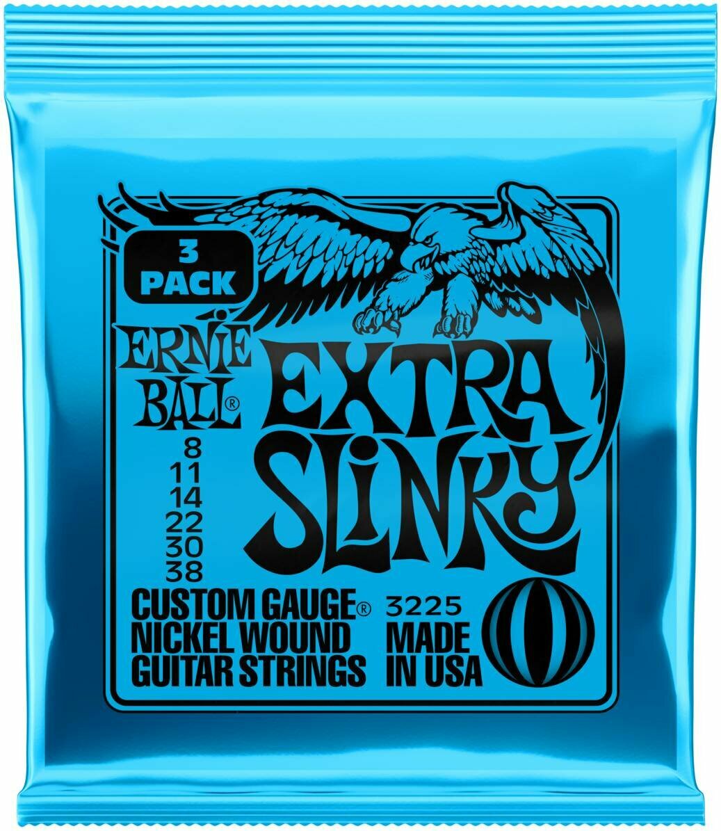 ERNIE BALL 3225 Nickel Slinky Extra 3 Pack 8-38 - Струны для электрогитары