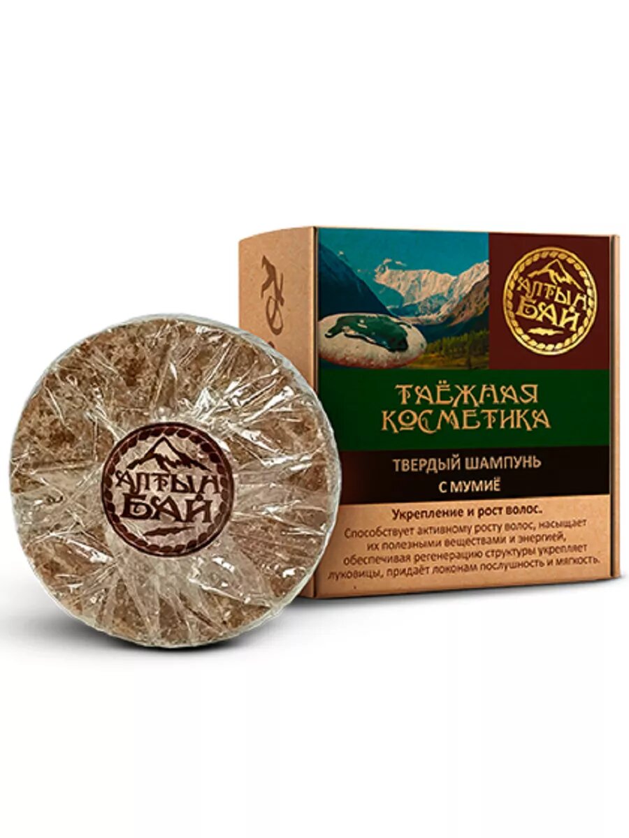 Твердый шампунь «С мумие» укрепление и рост волос, 60 г
