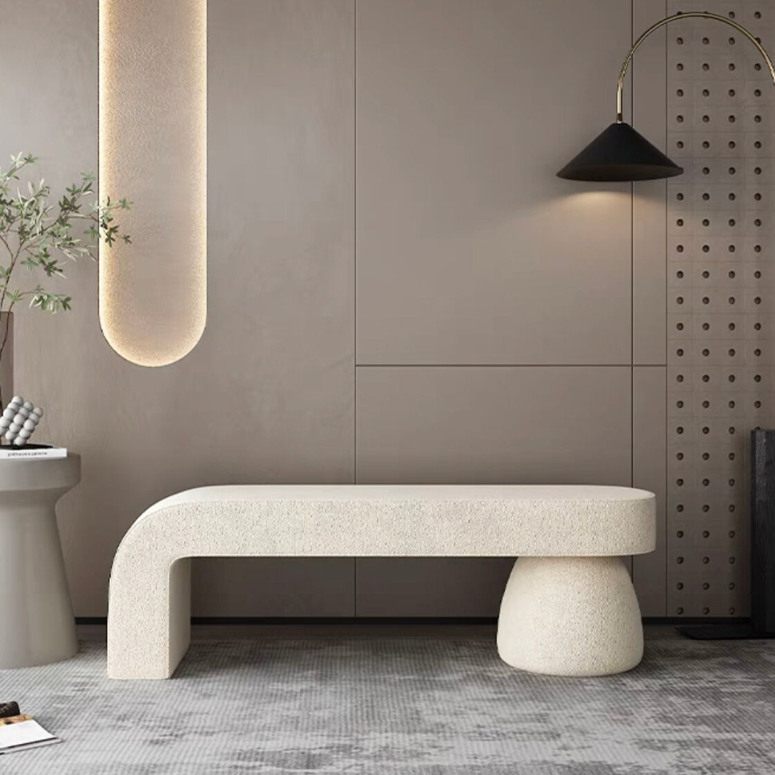 Банкетка Calabria (150см / цвет молочный букле)