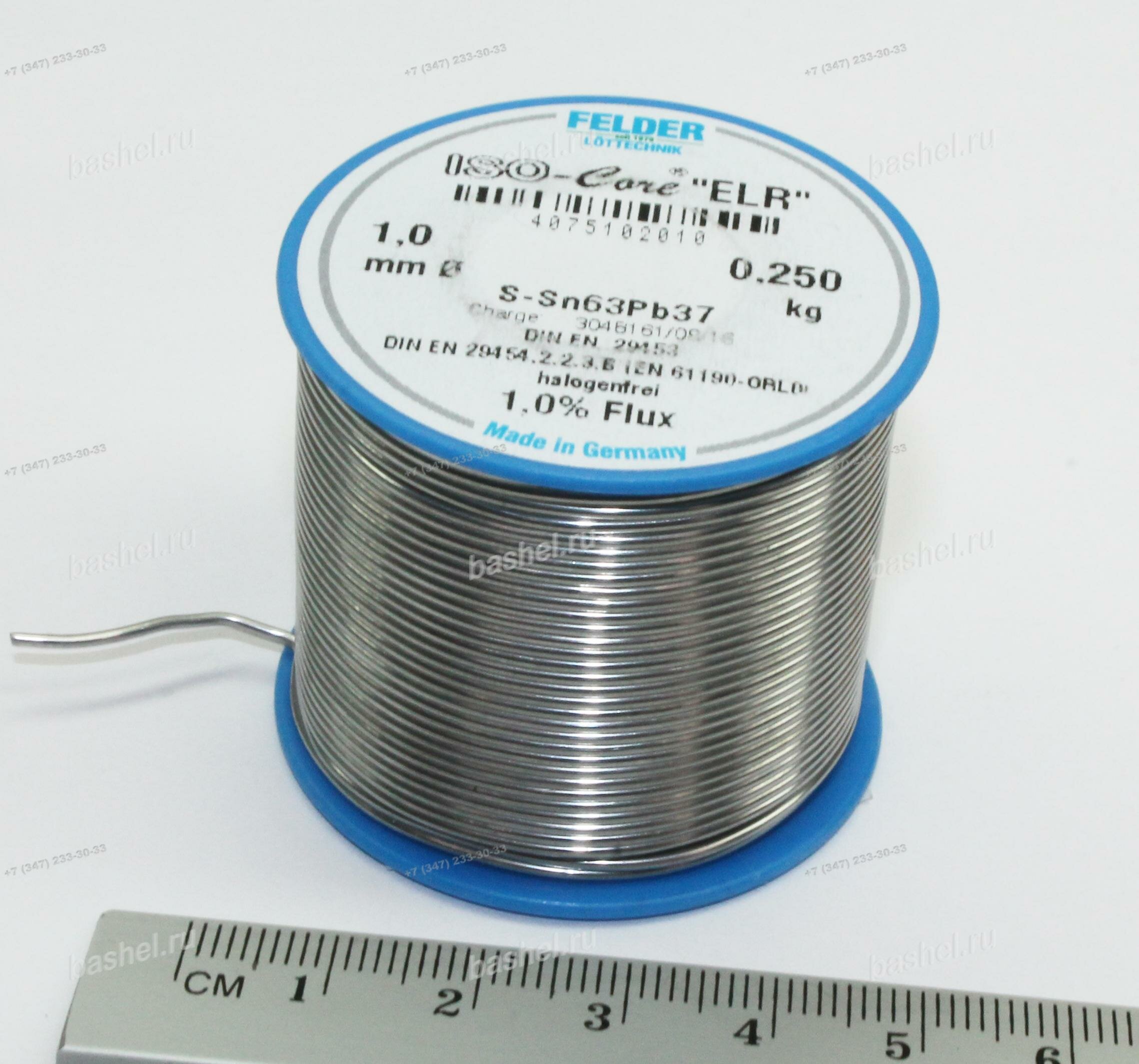 Припой FELDER Sn63Pb37 ELR d1.0 mm 250 гр, FELDER