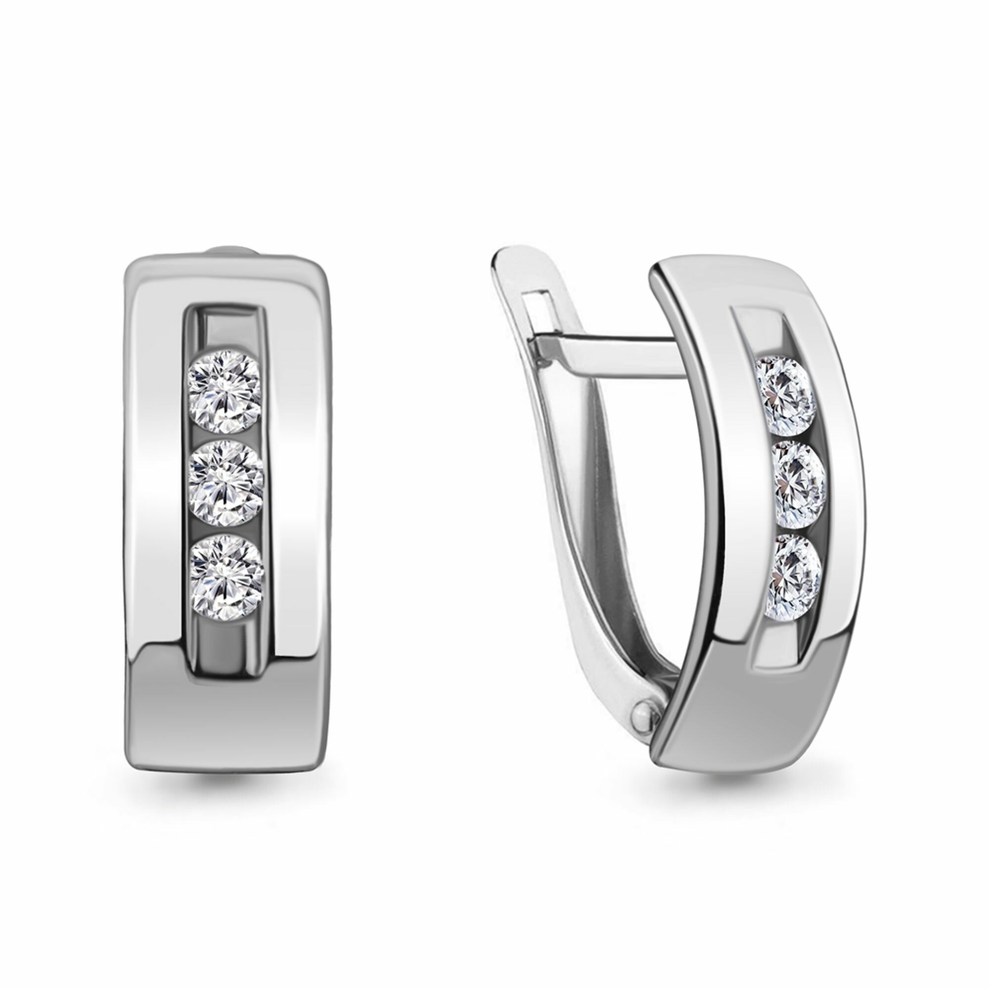 Серьги, серебро, 925 проба, родирование, фианит