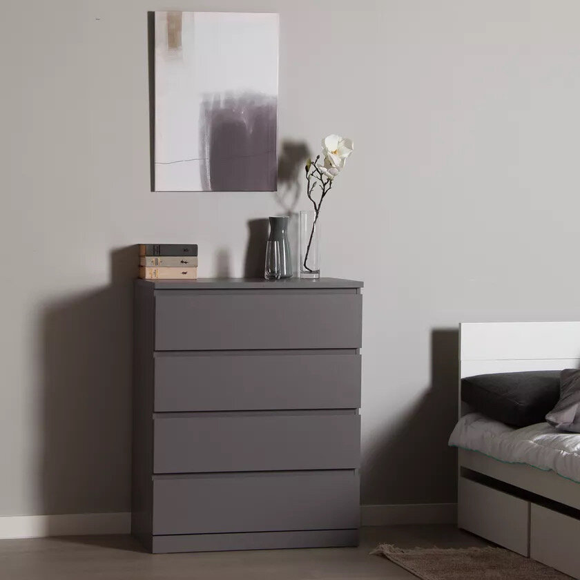 Комод Мальм варма 4 ящика, 80х100х40, цвет серый