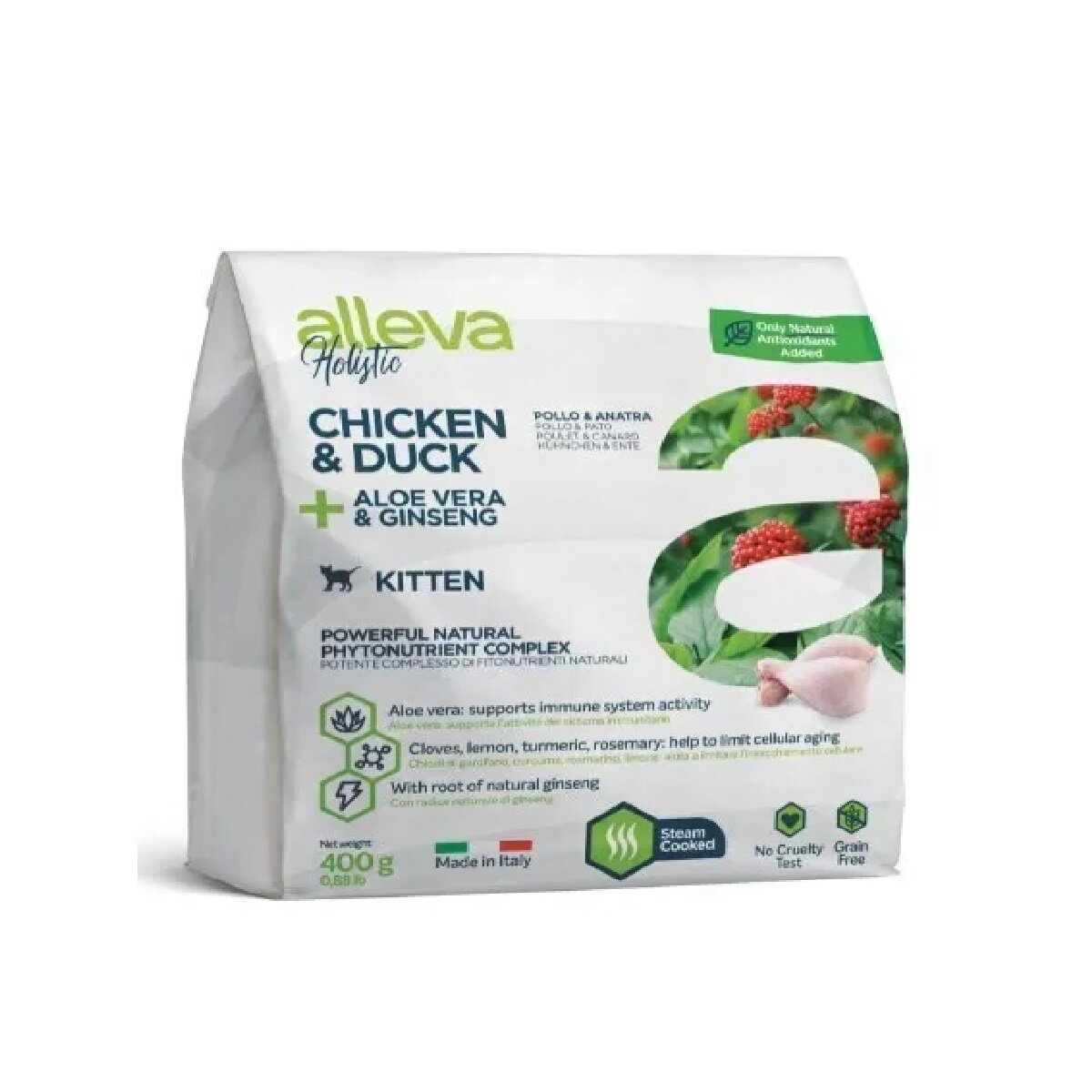 ALLEVA HOLISTIC Корм сухой для котят с курицей и уткой 0,4 кг