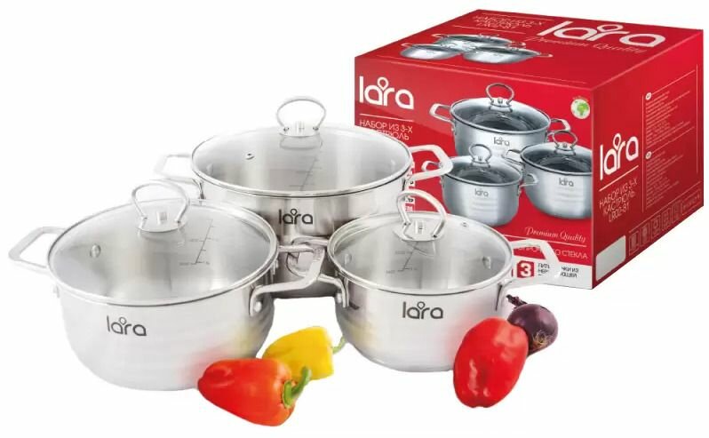 Набор посуды Lara Standart LR02-81, 6 предметов, серебристый
