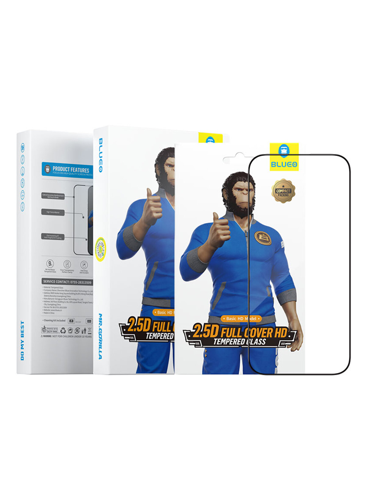 BlueO стекло для iPhone 16 Pro, Narrow border Anti-Static Black (антистатик) Конверт