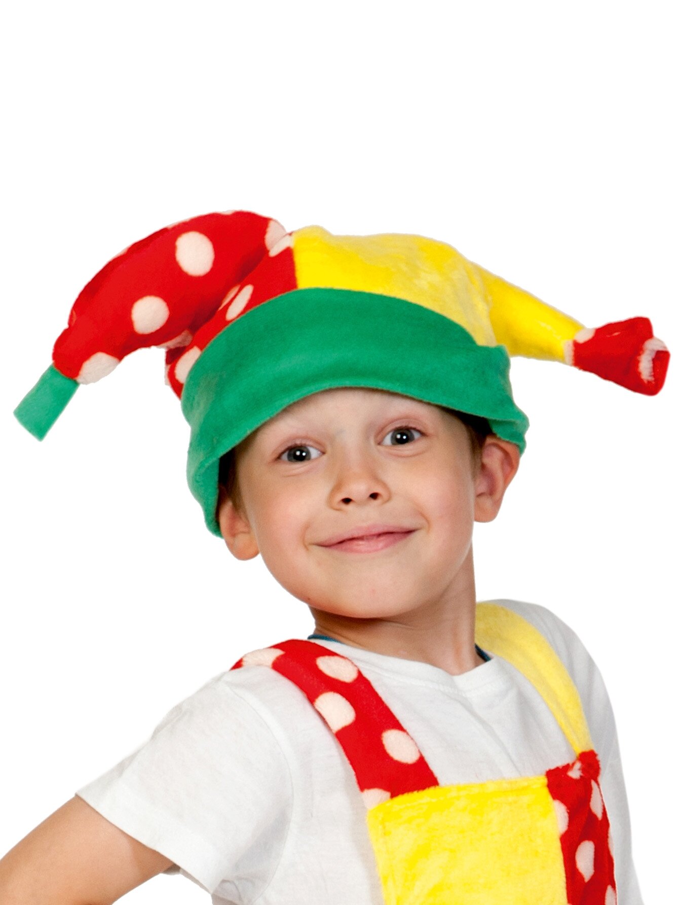 Колпак Скомороха детский красно-желтый (универсальный)