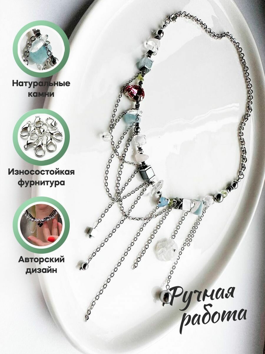 Колье, аквамарин